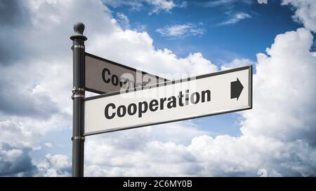 Street Sign the Direction Way to Cooperation Stock Photo - Alamy