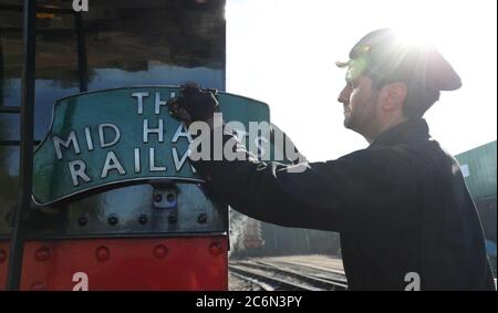 Ivatt 2-6-2 Tank Engine 41312 on the mid Hants Watercress Line Railway ...