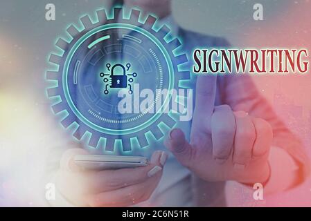 Writing note showing Signwriting. Business concept for any type of ...