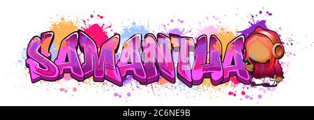 Samantha. A cool Graffiti styled logotype design. Legible letters aimed ...