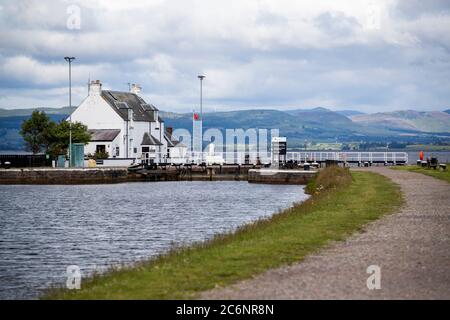 Sea Lock House at the entrance to the Caledonian Canal at Clachnaharry ...