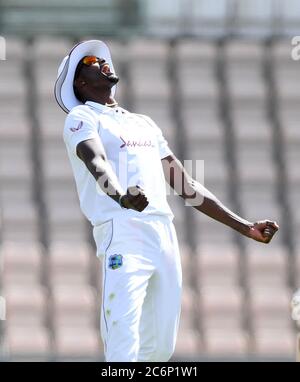 West Indies' captain Roston Chase hits a six from a delivery of ...