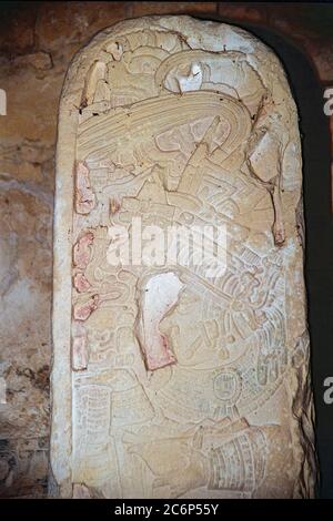 Structure 21, Stela 35, stone carving of Lady Ik Skull, Mayan ...