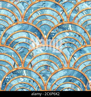 Aquamarine blue and gold marble abstract background. Decorative acrylic ...