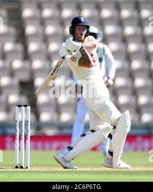 England captain Ben Stokes bats on day five of the second cricket test ...