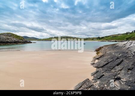 TALMINE AND TALMINE BAY SUTHERLAND SCOTLAND IN SUMMER VIEW OVER THE BAY ...