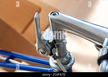 Stem mounted Suntour Power shifter on sporty bicycle. Close up image Stock Photo Alamy