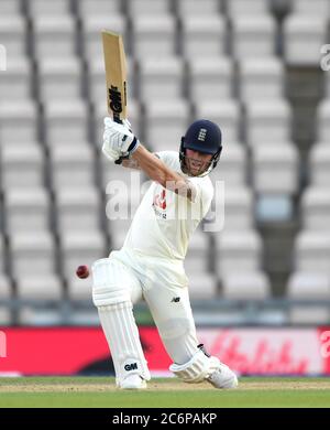 England captain Ben Stokes bats during day four of the Test Series at ...