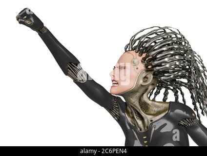super cyborg is empowered, 3d illustration Stock Photo - Alamy