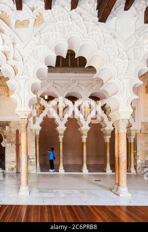 ZARAGOZA, SPAIN - OCTOBER 01, 2017: Aljaferia Palace or Palacio de la ...