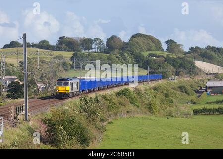 DC Railfreight class 60 locomotive 60055 hauling a freight train of ...