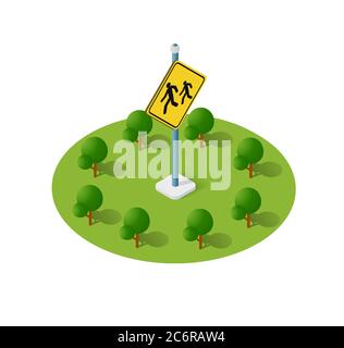 Road signs isometric set street object for highway Stock Vector Image ...