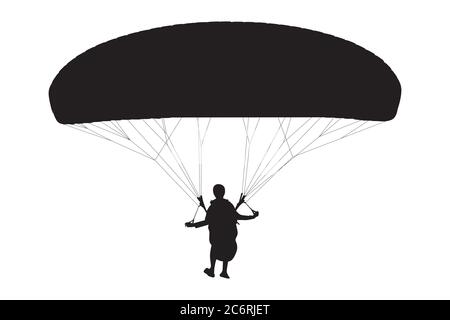 Parachutist jump. Paratrooper fly in the sky. Skydiving. Hand drawn ...
