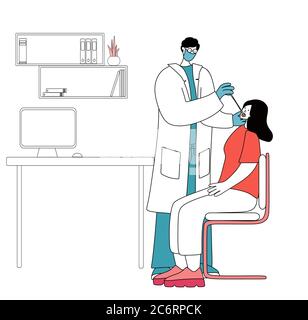 Covid test, doctor collects nose mucus by swab sample for covid-19 ...