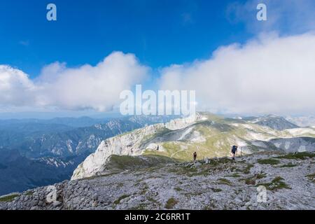 Hochschwab Mountains: hiker close to summit Hochschwab in ...