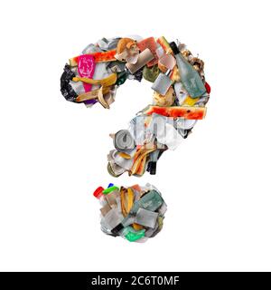 Question mark made of trash isolated on white background Stock Photo ...