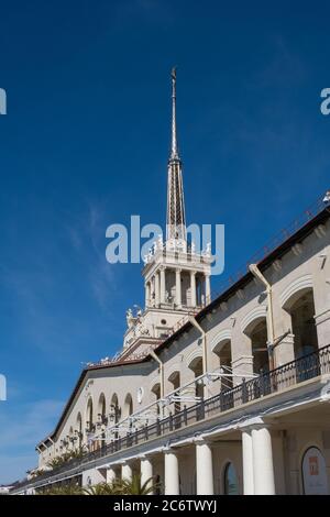 Sochi, Russia - February 26, 2020: In winter, fishermen fish in the ...