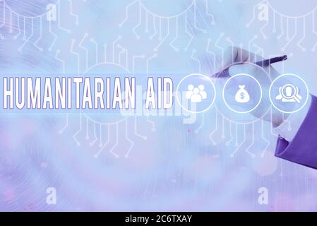 Conceptual hand writing showing Humanitarian Aid. Concept meaning ...