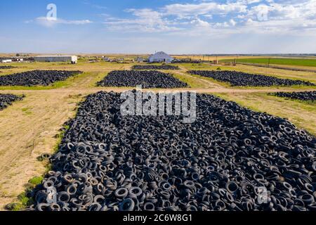 Hudson, Colorado - Used tires are stored at the CH2E tire recycling ...