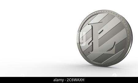 Gray litecoin gold coin Isolated with white background. 3d render ...
