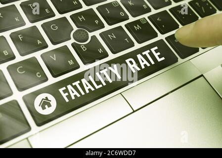Writing note showing Fatality Rate. Business concept for calculated ...