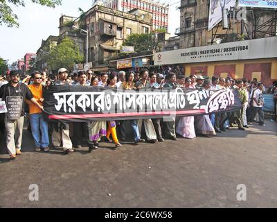 A rally against the brutality in Nandigram, at a street, in Kolkata ...