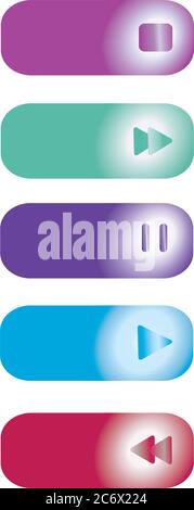 Stop red, blue, green and pink vector icon set. Web icons. Flat design ...