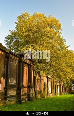 Cemetery of Parish Church of St Cuthbert and castle in Edinburgh, the ...