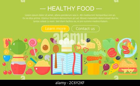 Cooking collection, healthy food infographics template design, web ...