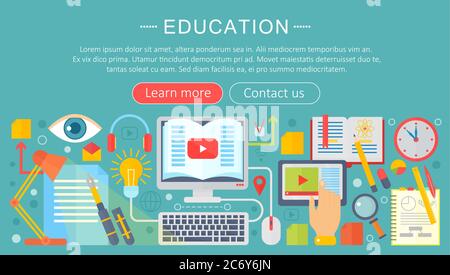 learning education concept banners tutorial study vector illustration ...
