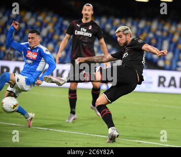 AC Milan's Theo Hernandez scores his side's first goal during the Serie ...