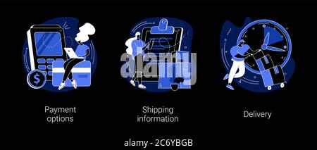 Payment options, shipping information, delivery concept with people ...