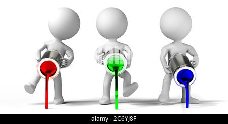 RGB colors - red, green, blue, cartoon characters - 3D illustration ...