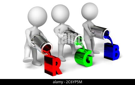 RGB colors - red, green, blue, cartoon characters - 3D illustration ...