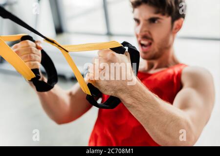 Sporty Caucasian European man working out outdoors. Happy sportsman ...