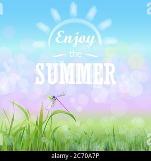 Morning spring summer green nature blurred bokeh background. Vector ...