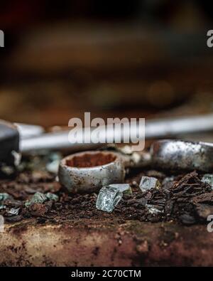 pile of rust with spanners Stock Photo - Alamy