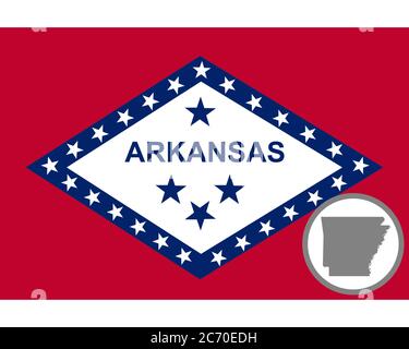Flag and map of Arkansas Stock Photo - Alamy