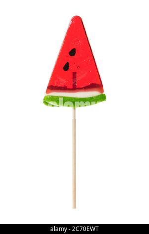 lollipop in the form of a watermelon on a blue background Stock Photo ...