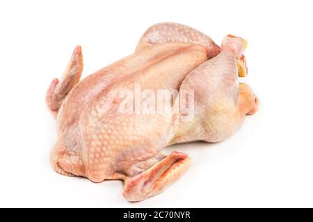 Raw chicken body isolated on white background Stock Photo - Alamy