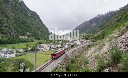 Circular viaduct bridge near Brusio on the Swiss Alps - 4 Stock Photo ...