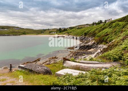 TALMINE AND TALMINE BAY SUTHERLAND SCOTLAND MID SUMMER A ROCKY ...