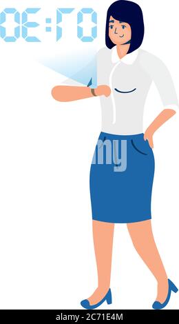 woman using reality virtual tech in interactive display Stock Vector ...