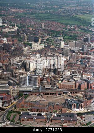 Classic aerial view of Leeds City centre from the south, taken in 1997 ...