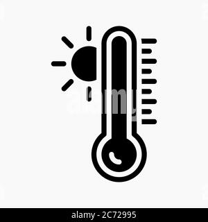 Thermometer heat hot vector glyph icon. Meteorology sign. Graph symbol ...