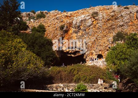 Cave in the mountain, city of Caesarea Philippi Israel Stock Photo - Alamy