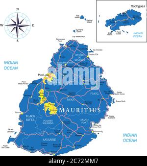 Port Louis vector map. Detailed map of Port Louis city administrative ...