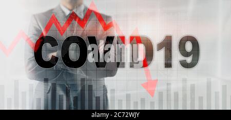 Reduce Morbidity Coronavirus Virtual screen. Covid19 on abstract mixed ...