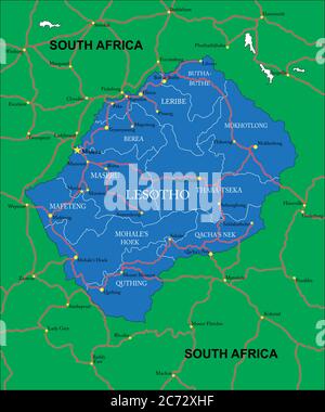 Maseru Lesotho. Detailed Country Map with Location Pin on Capital City ...