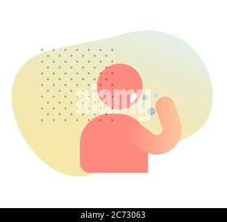 Novel Coronavirus symptoms dry cough vector flat icon on black ...